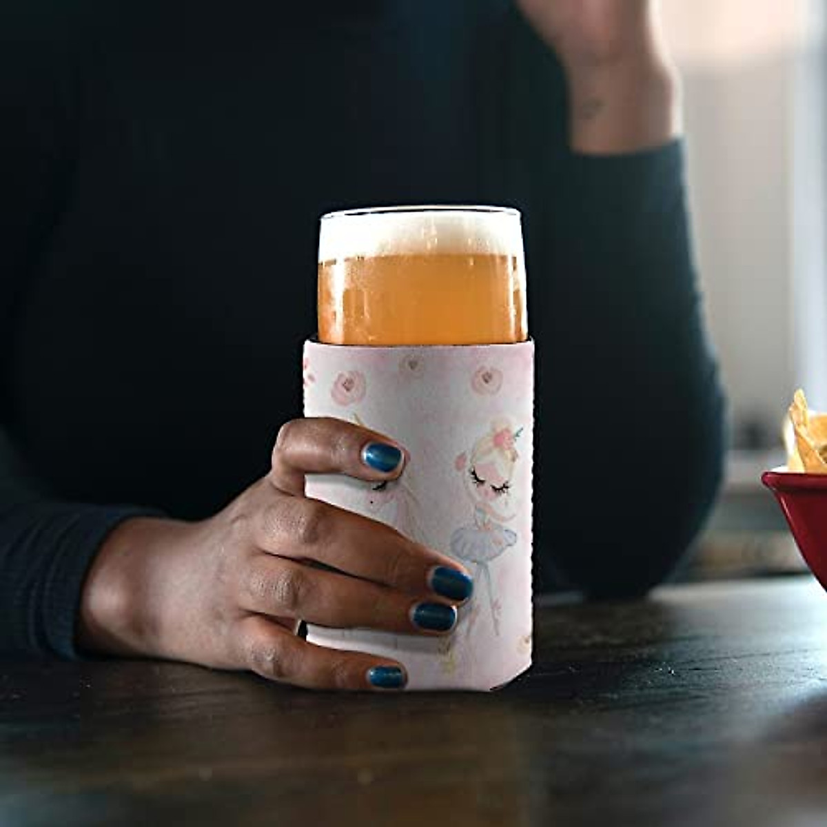 Can Cooler Sleeves Coozies for Cans And Bottles Insulators Unicorn And Ballerina Print PVC Elastic Reusable