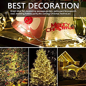 Renohef 2 Pack Solar String Lights,200 LEDs 66Ft Waterproof Outdoor Fairy Lights with 8 Lighting Modes,Garden Copper Wire Decorative Lights for Patio,Gate,Trees,Wedding,Party,Christmas