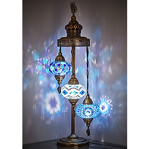 DEMMEX 2020 Customizable Turkish Moroccan Mosaic Tiffany Floor Table Lamp 3 Big Globes