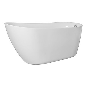 Elegant Decor Indoor Modern 59 inch soaking single slipper bathtub in glossy white