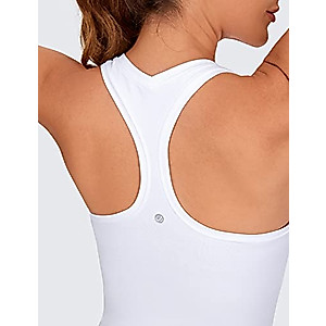 CRZ YOGA Butterluxe Racerback Workout Tank Tops for Women Sleeveless Gym Tops Athletic Yoga Shirts Camisole White Small