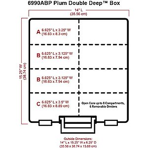 AB Designs 6990ABP Super Satchel Double Deep with Removable Dividers, Stackable Home Storage Organization Container, Plum