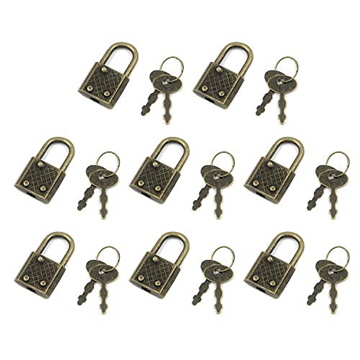 Coshar Retro Mini Padlock with Key Jewelry Box Storage Box Diary Book, Pack of 8