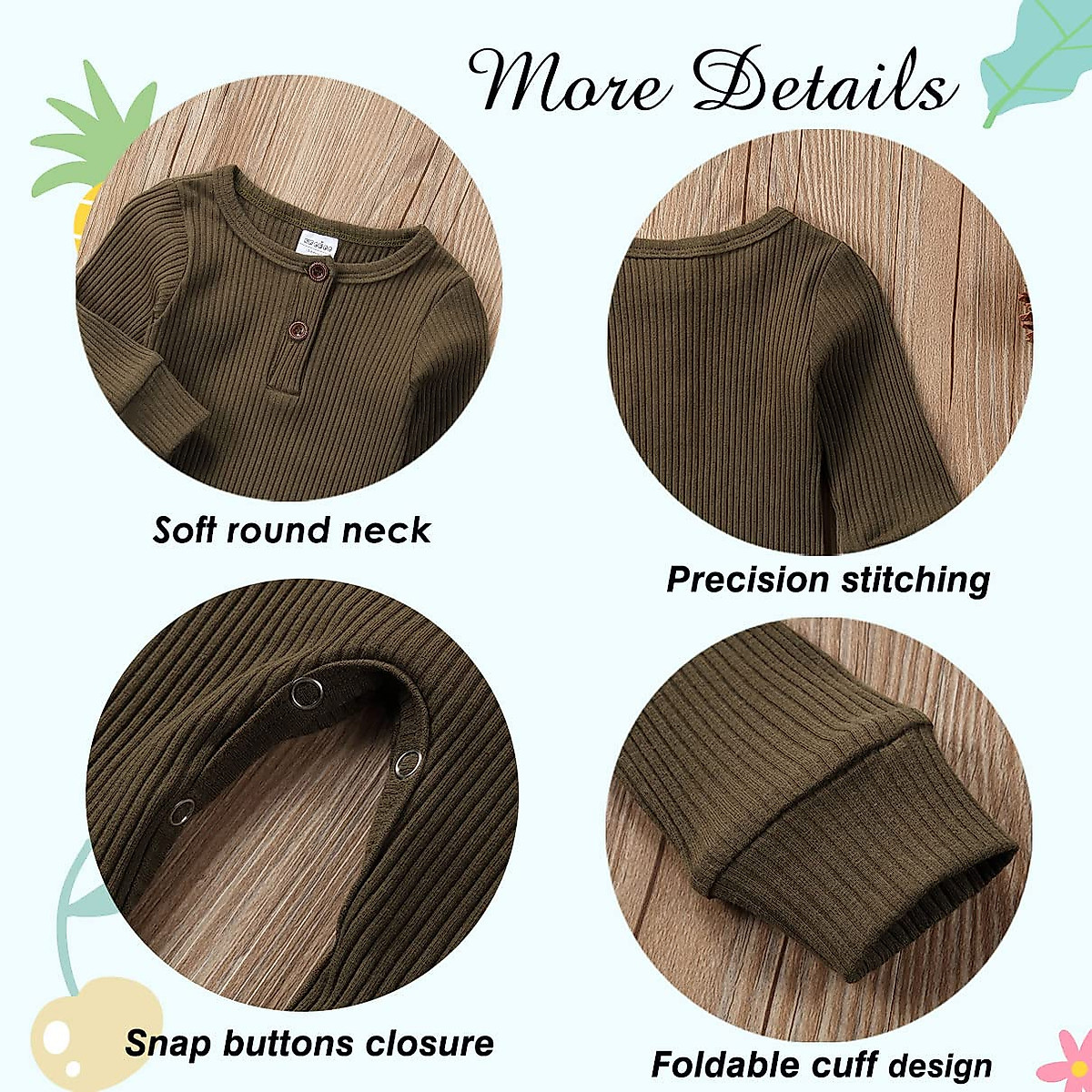 VICVIK Baby Boy Girl 2 Pack Solid Romper Knitted Button One Piece Bodysuit Long Sleeve/Short Sleeve Newborn Infant Jumpsuit Clothes