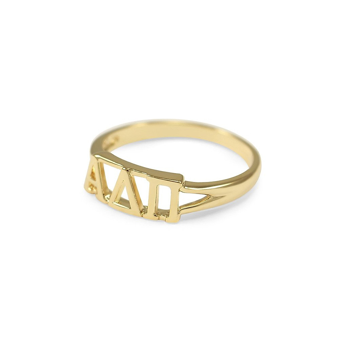 The Collegiate Standard Alpha Delta Pi 14k Gold Plated Sorority Ring with Greek letters (7.0)