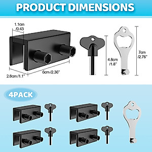 Sliding Window Door Lock Security - 4 Packs Slider Window Stopper for Baby Child Proof Home Safety Secure, Childproof No Drill Patio Slide Glass Window Locks Stop Vertical Key Aluminum Alloy Black