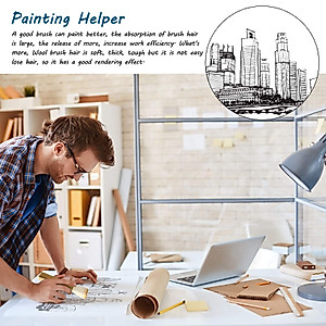 2 Pieces Hake Blender Brush Bamboo Brush for Ceramics Paint Brush Applicator Artist Drawing Brush Craft Painting Brushes for Watercolor, Wash, Ceramic and Pottery Painting (Classic Style)