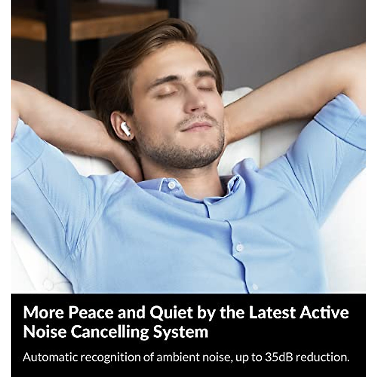 TONEMAC M3 Active Noise Cancelling Wireless Earbuds, Bluetooth 5.3 Headphones with 4 Mics ENC Clear Calls, 30H Playtime, Immersive Deep Bass Earphones, Transparency Mode, in-Ear Lightweight, White