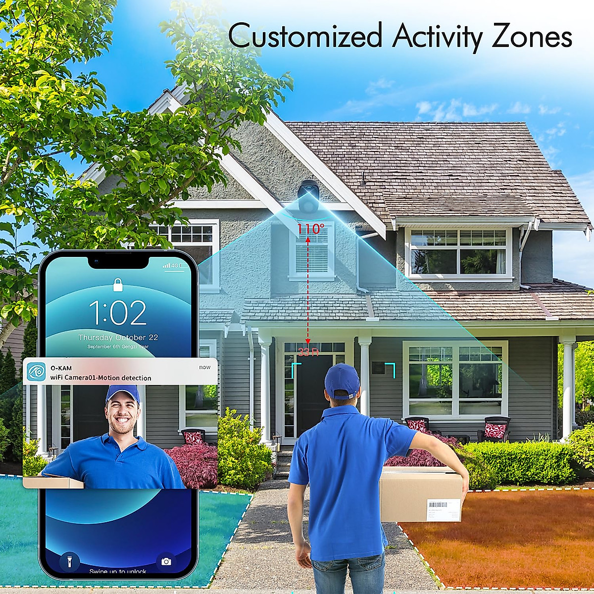 Menggood Wireless Security Camera 2 Pack, 2K HD Cameras for Home Security with Color Night Vision, 2-Way Audio, AI Motion Detection, Siren Alarm Security Camera Work with Alexa-Black