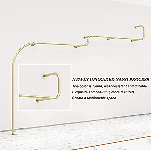 Clothing Store Clothes Rack Creative Display Stand, Commercial Retail Clothing Hanging Rod Garment Storage Hanger, Home Cloakroom Metal Clothes Shelf Closet System, Gold Pipe Clothes Rack Garment Ba