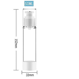 KEAIYYJ 1.7 oz Travel Pump Bottle Airless Face Wash Foundation Containers Empty Refillable Small Size Vacuum Cosmetics Dispenser Lotion Toiletries 2 Pack