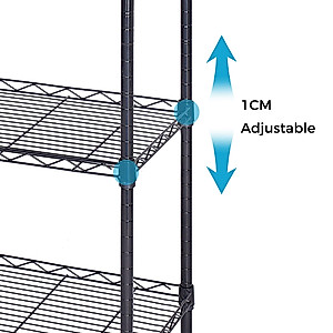JS HANGER Wire Shelving Unit, 5-Tier Heavy Duty Height Adjustable Rolling Metal Shelves for Storage, 550 lbs Capacity, 23.23''W X 13.4''D X 71''H, Black