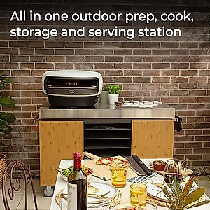 Everdure Pizza Oven Station - Preparation Cart with Stainless Steel Countertop, Four Slide Out Shelves, On Wheels for Portability