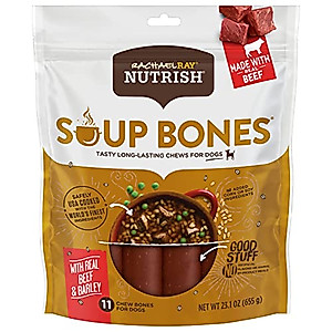 Rachael Ray Nutrish Soup Bones Dog Treats, Beef & Barley Flavor, 11 Bones