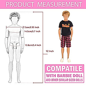 Miunana Lot 34 pcs Random Doll Clothes Shoes Set for 11.5 inch Doll, Includ 10 PCS Boy Doll Clothes + 5 Girl Clothes + 5 Girl Fashion Skirts + 4 Pairs for Boy Shoes + 10 Pairs of Girl Doll Shoes