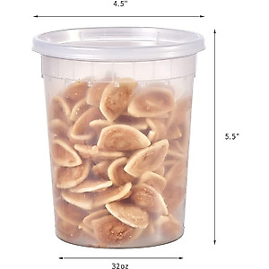 Generic 32oz Plastic Deli Container and lid combo (24 Sets) - Leakproof, Stackable, Recyclable, BPA Free, Microwavable, Freezer Safe, clear