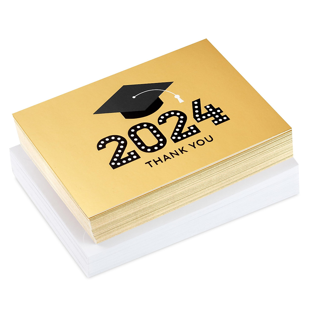 Hallmark 2024 Graduation Thank You Cards (40 Thank You Notes with Envelopes) Gold Graduation Cap