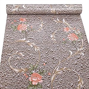 Simplemuji Country Style Brown Floral Waterproof Wallpaper Peel and Stick Shelf Drawer Liner Self-Adhesive Cabinet Sticker 17.7 Inch by 98 Inch
