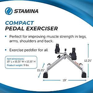 Stamina InStride Cycle XL - Folding Cycle Pedal Exerciser - Fitness Bike with Smart Workout App for Seated Exercise - Foldable Exercise Bike for Home Workout