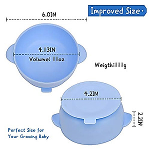 KingKam Baby Bowls and Spoons, Suction Bowls for Baby, Toddler Self-Feeding Set, Leak-Proof Silicone Bowls with Lid, Dishwasher & Microwave Safe