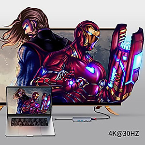 USB C Hub USB C to HDMI MultiPort Adapter for MacBook Pro, 7 in 1 Dongle with 4K HDMI/100W PD/USB3.0&2.0/SD/TF Card Reader Compatible for MacBook Air,iPad Pro,Surface,Chromebook,XPS,Acer,S23