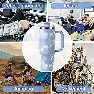 40 oz Tumbler With Handle and Lid Straw Stainless Steel Insulated Vacuum Cup Reusable Water Bottle Travel Mug Iced Coffee Cup Travel Mug for Hot and Cold Beverages 40 oz Tumbler with Handle