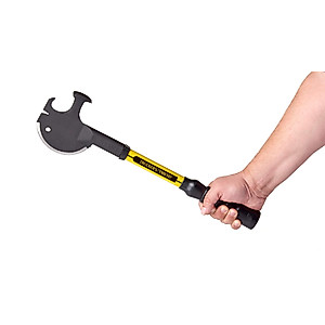 Off Grid Tools Pro Trucker’s Friend – Yellow, Carbon Steel Blade, Shock Absorbing Grip, All-Purpose Multitool, Made in USA, Curved Axe Head, Hammer, Pry Bar, Nail Puller