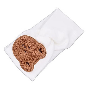 Baby Girls Headbands, Infant Headbands Cute Cartoon Bear Cotton Allmatch for Daily Home Photography (White)