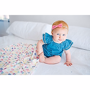 Large Premium Knit Baby Swaddle Receiving Blanket "Summer" by Copper Pearl