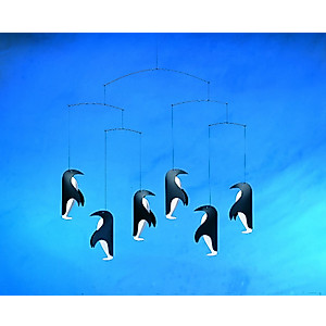 Penguin in Tails Hanging Nursery Mobile - 18 Inches - High Quality Plastic - Handmade in Denmark by Flensted