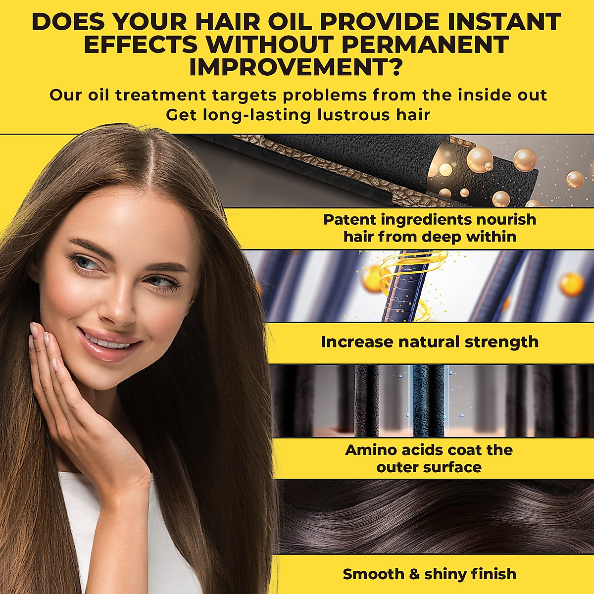 MEDIALL Hair Treatment | Intensive Oil Serum for Men & Women with Dry, Damaged Hair Growth | Breakage Repair, Frizz Ease & Smoothing (Pack of 1, 1.85 Fl oz.)