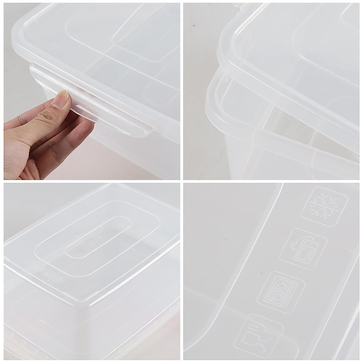 Aninhao 14 Quart Clear Storage Bins 4 Packs, Plastic Latching Storage Container Box with Lid