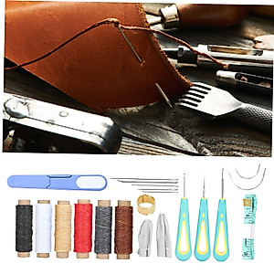 [Premium Leatherworking Tools] Complete Hand Sewing Supplies Kit with Craft Needle Set Waxed Thread for DIY Leather Craft - Essential Leatherworking Supplies