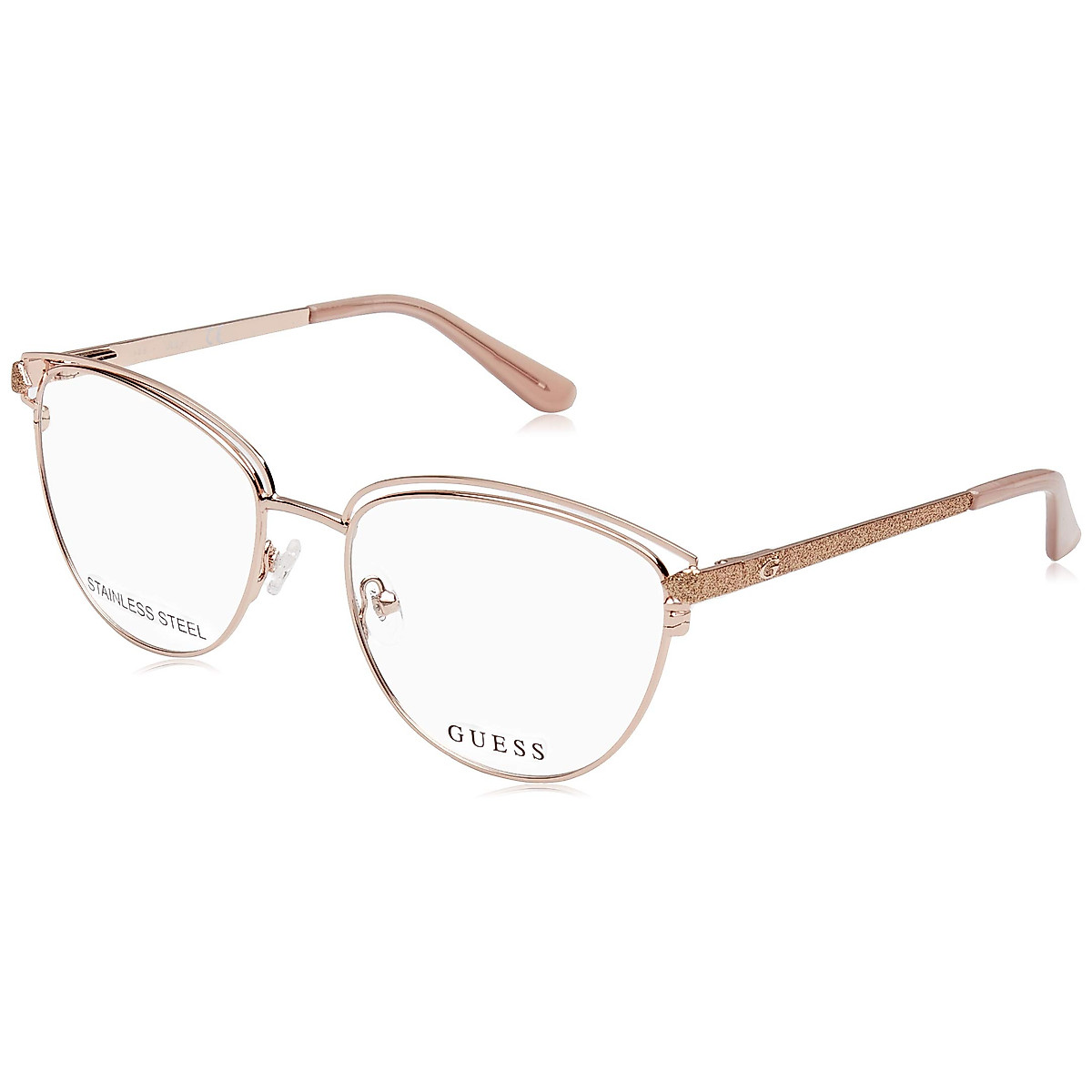 Guess GU2685 Eyeglass Frames - Shiny Rose Gold Frame, Shiny Rose Gold Lenses, 53 mm GU268553028