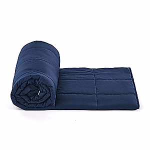California King Size Weighted Blanket | 90''x108'',25lbs | Perfect for Couples | Premium Cotton Material with Glass Beads | Navy