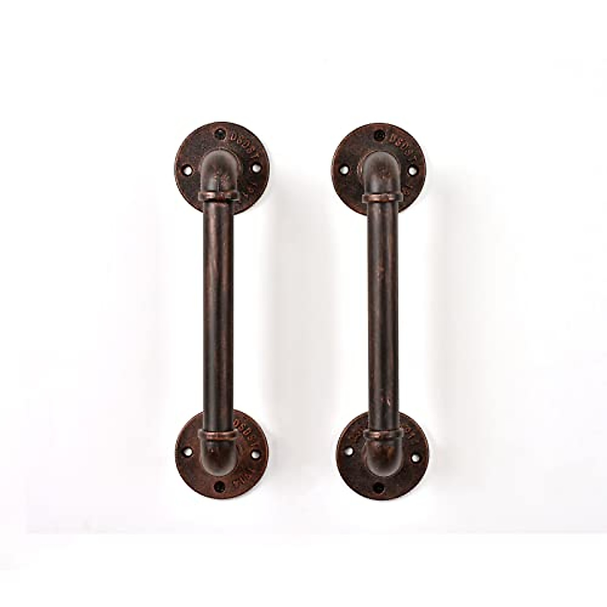 HOEMLIM Pipe Barn Door Handle Industrial Rustic Farmhouse Grab Bar Handrail 12 Inch Set of 2(Red Bronze)