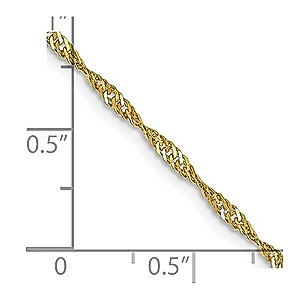 Diamond2Deal 10k Yellow Gold 1.7mm Singapore Chain Bracelet For Women