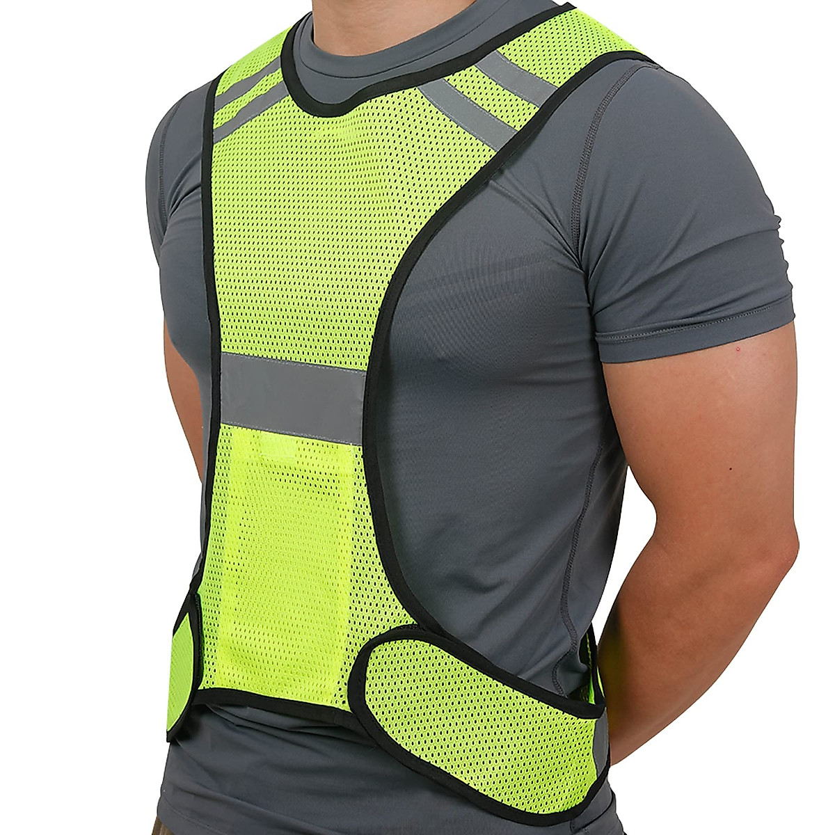 Reflective Running Vest for Men Women, High Visibility Safety Vest with Large Pocket, Lightweight Reflective Running Gear for Motorcycle,Cycling,Jogging,Walk At Night, Adjustable Waist, 2 PCS, Yellow
