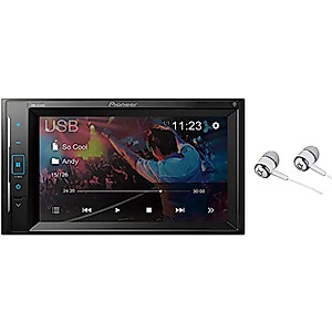 Pioneer 6.2" VGA Touchscreen WebLink Double DIN, Bluetooth USB MP3 Aux Input, in-Dash Multi-Color Illumination Digital Media Receiver/Free Alphasonik Earbuds