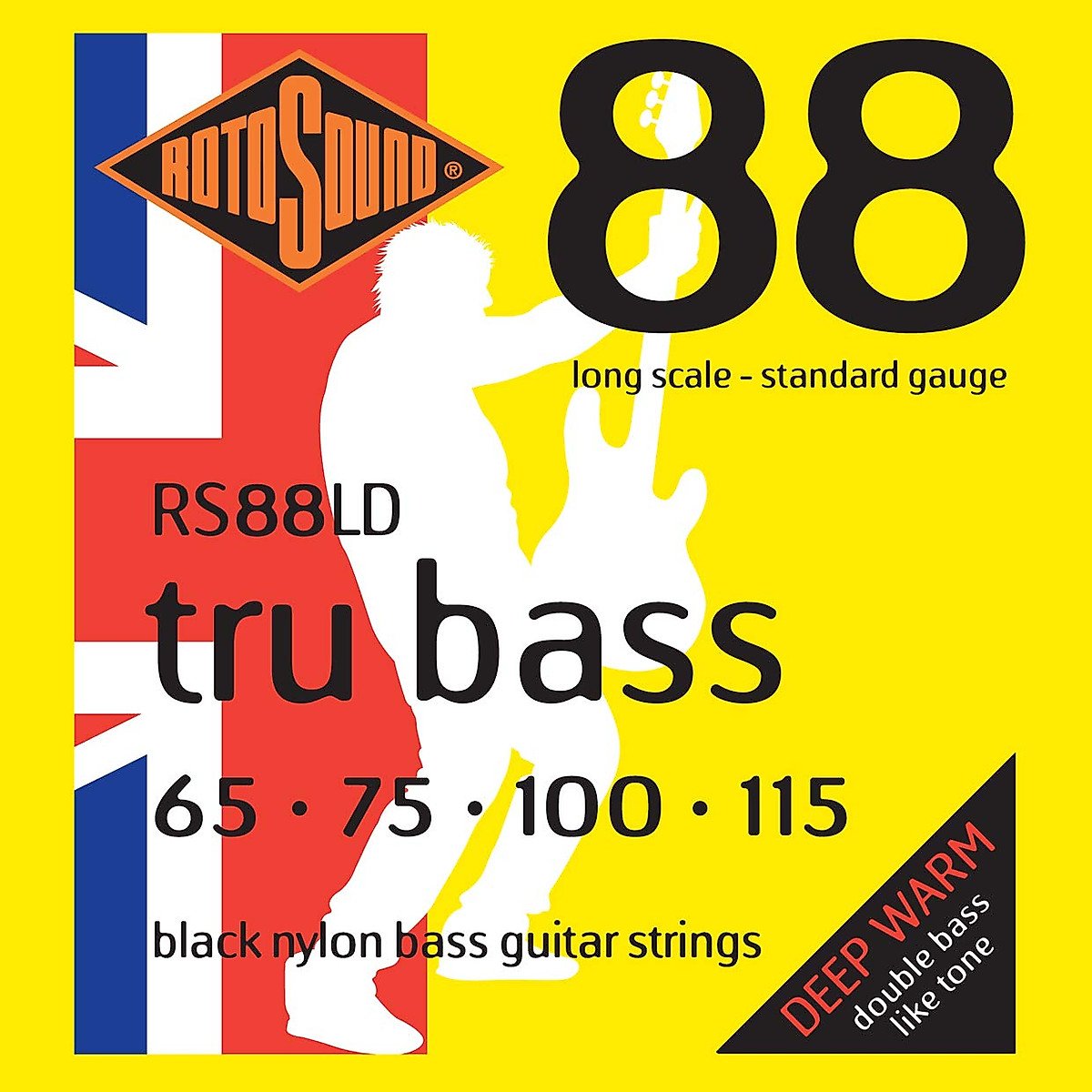 Rotosound RS88LD Black Nylon Flatwound Bass Guitar Strings (65 75 100 115)