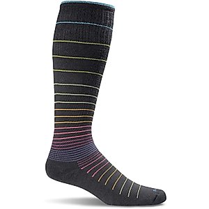 Sockwell Women's Circulator Moderate Graduated Compression Sock, Black Stripe - M/L