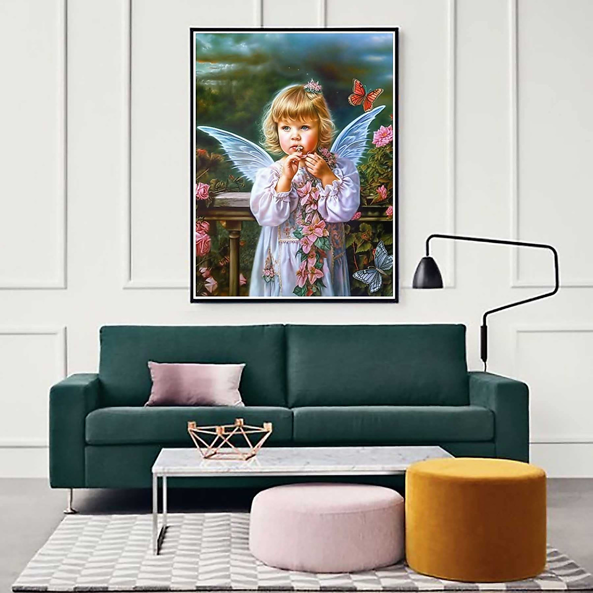 Zariocy 5D Diamond Art Painting Kits Angel Little Girl, DIY Paint with Diamond Art Wing Round Full Drill Crystal Diamond Embroidery Paintings Arts Craft for Home Office Wall Decor 30x40 cm