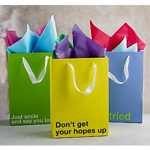 MilkToast Brands 5-Piece Funny Gift Bags Set – Colorful Medium Gift Bags with Handles, Kraft Bags for Birthday, Holiday, Office Party, White Elephant, Men, Women, Teens, and Adults