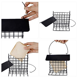 winemana Outdoor Wild Bird Feeder, Black Small Hanging with Metal, Rainproof Squirrel-Proof, Single Suet Cake Style for Outside Office