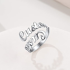 Custom4U 2 Name Rings Personalized for Women