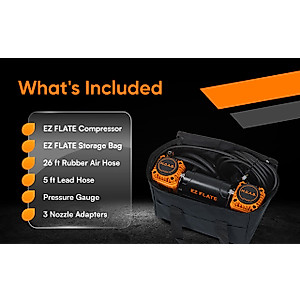 EZ FLATE M.O.A.B. Dual Air Compressor for 4x4 Offroad Vehicles, Fast Inflation, 12V Power, Easy to Use, Storage Bag