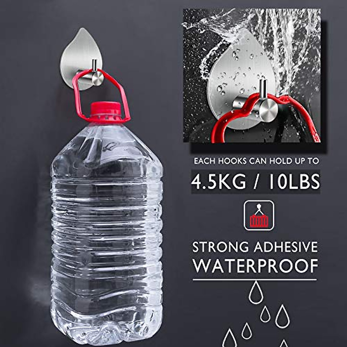 Door Hooks Self Adhesive Heavy Duty Waterproof Stainless Steel Hooks for Hanging Coat Hat Towel Robe Hook Rack Wall Mount Camper Decor Stick on Wall Hooks and Command Hook for Bedroom Bathroom