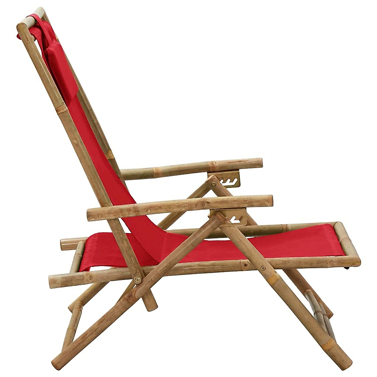 Reclining Relaxing Chair Red Bamboo and Fabric Make Your Patio Shine Essential Outdoor Seating Solution