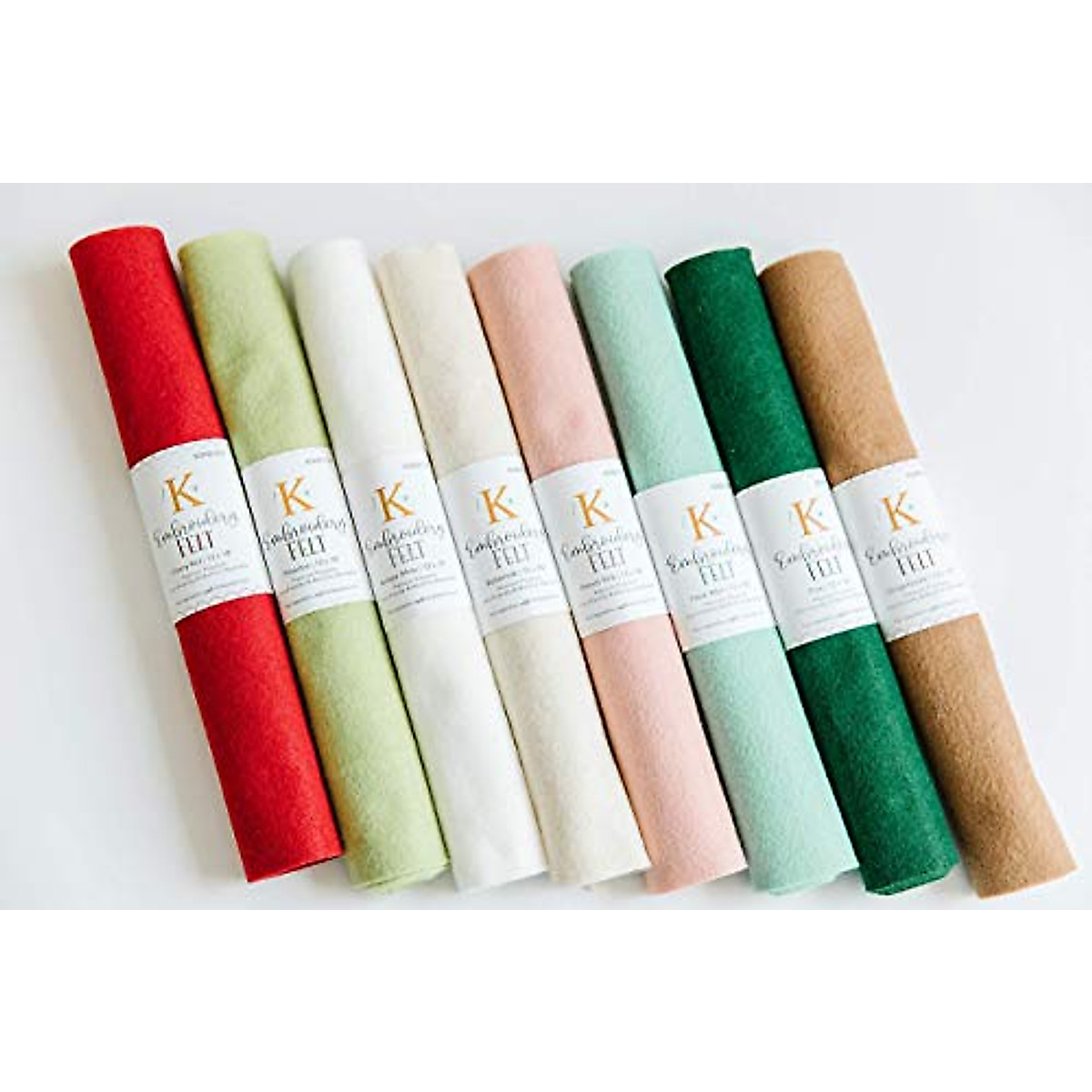 Kimberbell Embroidery Felt Sheets, 3PC Bundle - Cherry Red, Pistachio & Antique White, Ea. Sheet 12 in x18 in, Thickness 1.4 mm, Kimberbellishments, Premium Polyester, Iron-Friendly & Machine Washable