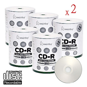 Smartbuy 1000-disc 700mb/80min 52x CD-R Silver Inkjet Hub Printable Blank Recordable Media Disc